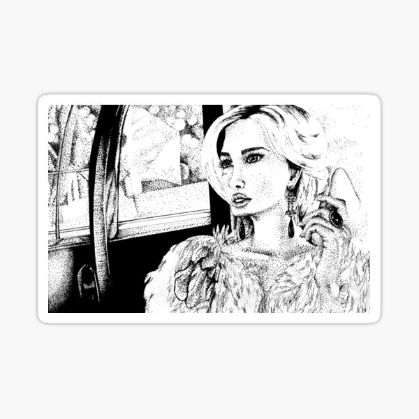 "Girl in Car Stippling" Sticker by mandy66156 | Redbubble