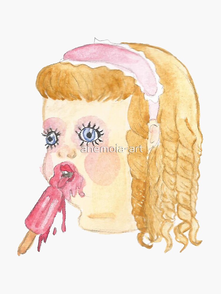 "definitely not haunted doll" Sticker for Sale by anemoia-art | Redbubble