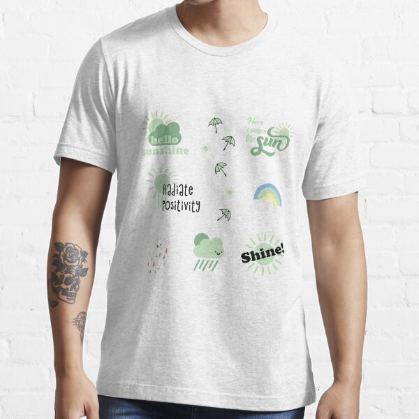 "Light Green Weather, Sun and Clouds Retro Sticker Pack" T-shirt for ...