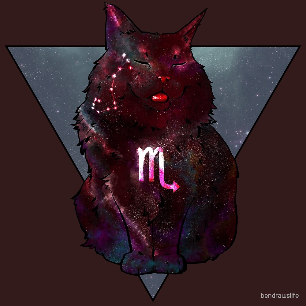 "Scorpio Cat (with Water Symbol background)" by bendrawslife | Redbubble