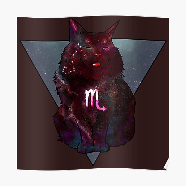"Scorpio Cat (with Water Symbol background)" Poster for Sale by ...