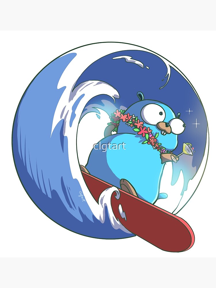 "Golang Gopher Go Surfing" Poster by clgtart | Redbubble