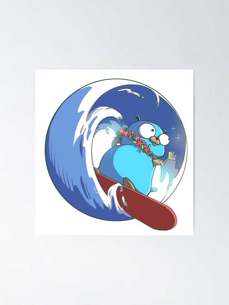 "Golang Gopher Go Surfing" Poster by clgtart | Redbubble