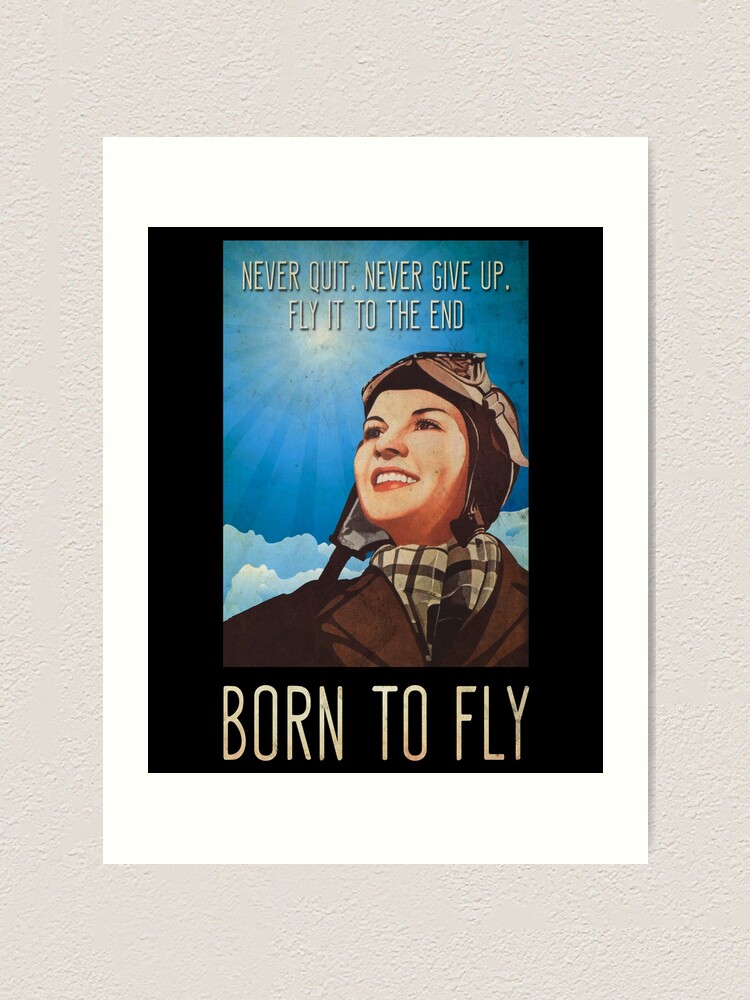 "Female Pilot - Girls Fly Airplane - Aviation Vintage Picture" Art ...