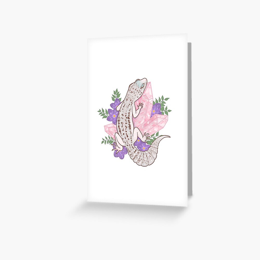 "Leopard Gecko with Rose Quartz" Greeting Card by starrypaige | Redbubble