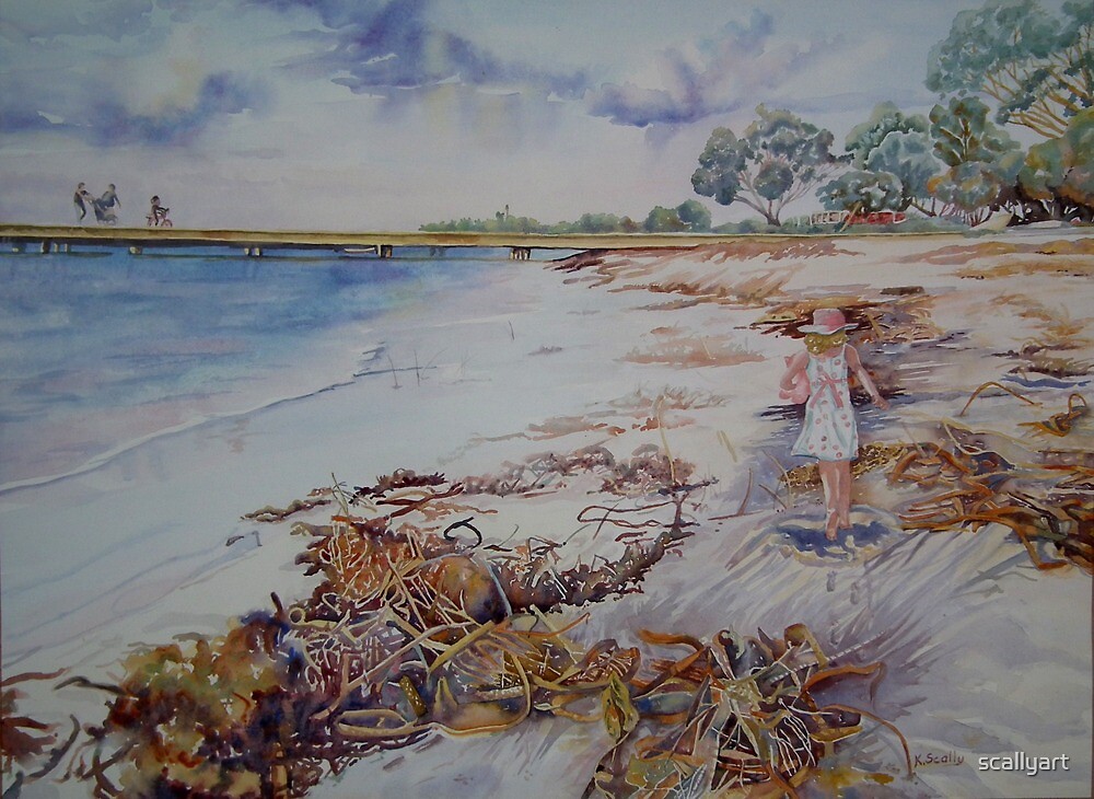 "Leeman Seaweed, Jetty, Girl" by scallyart | Redbubble