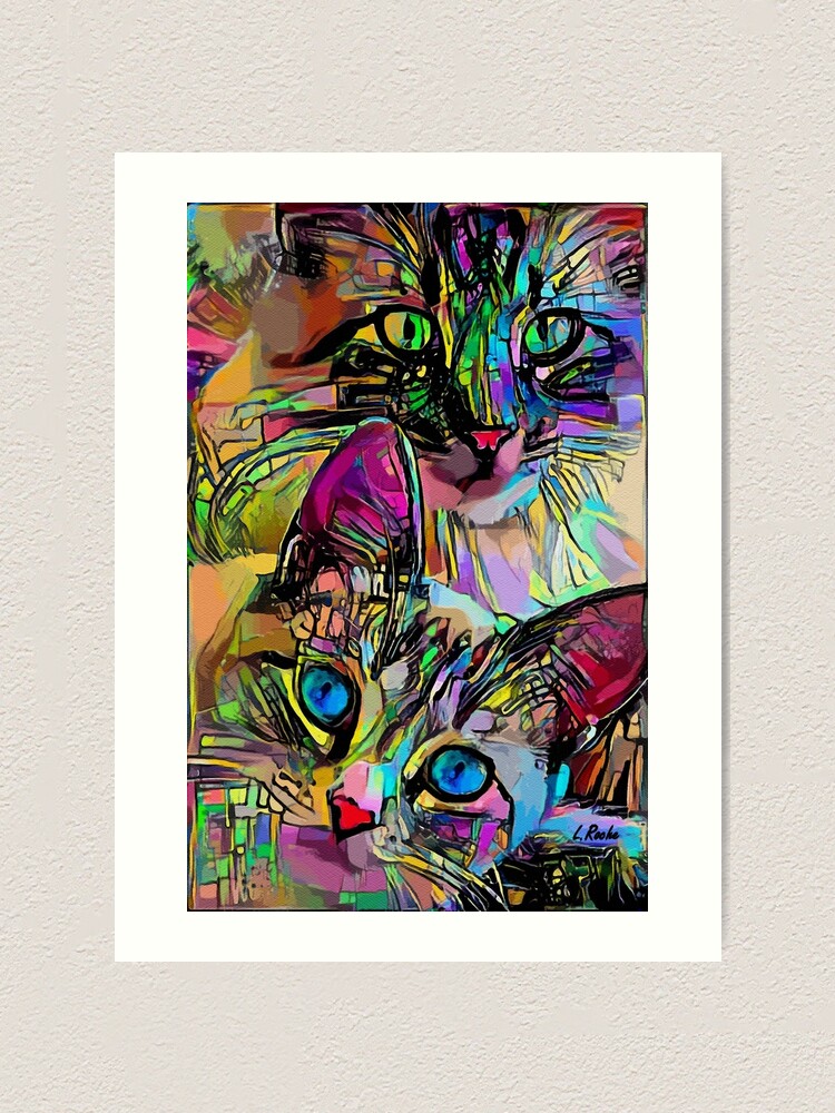 "Compadres, cats - Léa Roche paintings, cats, chats, kitten" Art Print ...