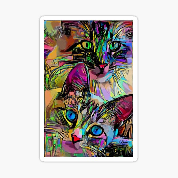 "Compadres, cats - Léa Roche paintings, cats, chats, kitten" Sticker by ...