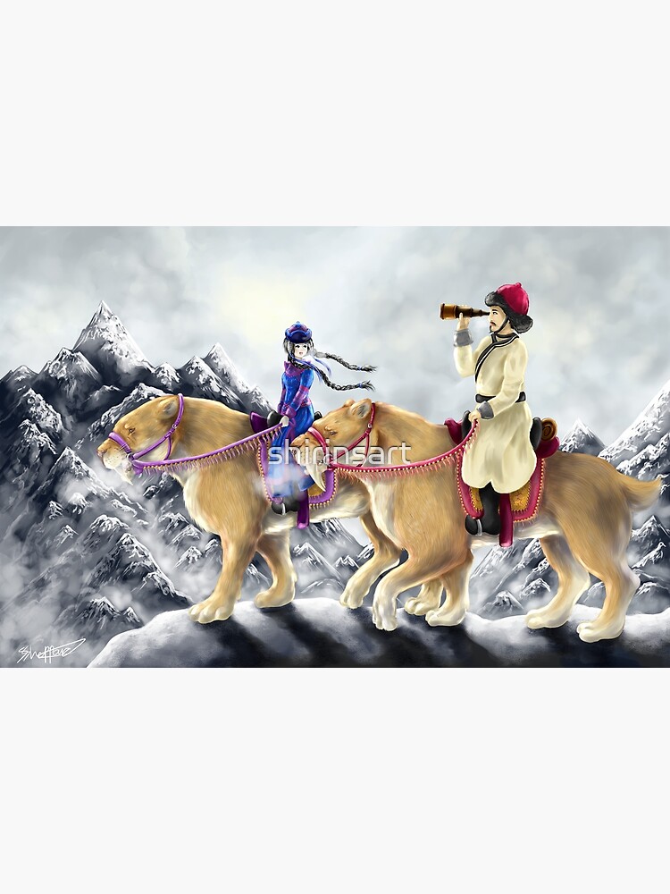 "Smilodon Riders | Exploring the Mountains" Art Print for Sale by ...