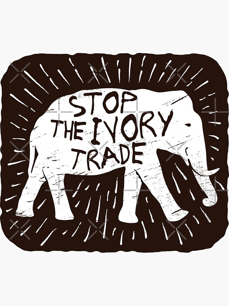 "Elephant Rescue - Stop The Ivory Trade Elephant Silhouette" Sticker by ...