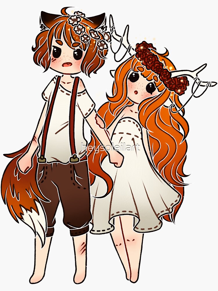 "Fox and Deer Chibis" Sticker for Sale by heysoleilart | Redbubble