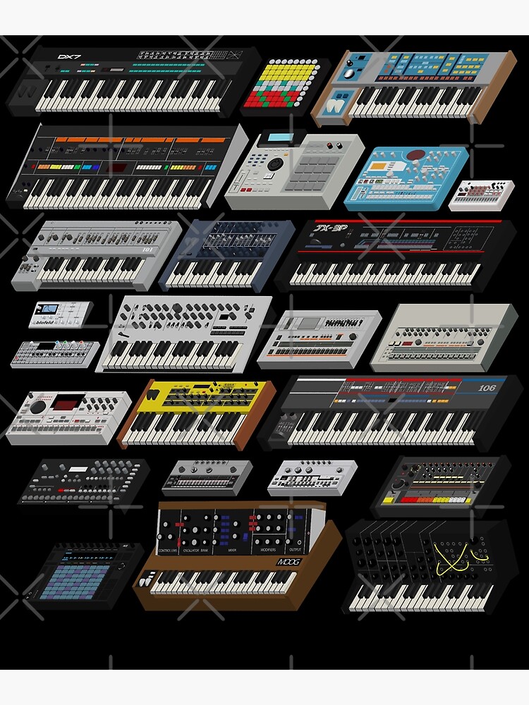 "Synthesizer and Drum Machine Fan Collection" Poster for Sale by mewzeek-T | Redbubble