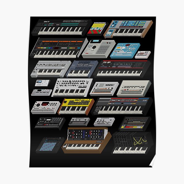 "Synthesizer and Drum Machine Fan Collection" Poster for Sale by mewzeek-T | Redbubble