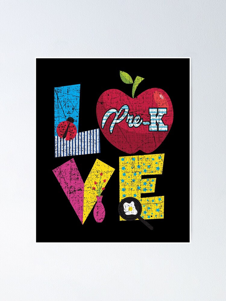 "Love Pre-K 90s Retro Style Grunge Vintage Preschool design" Poster for ...