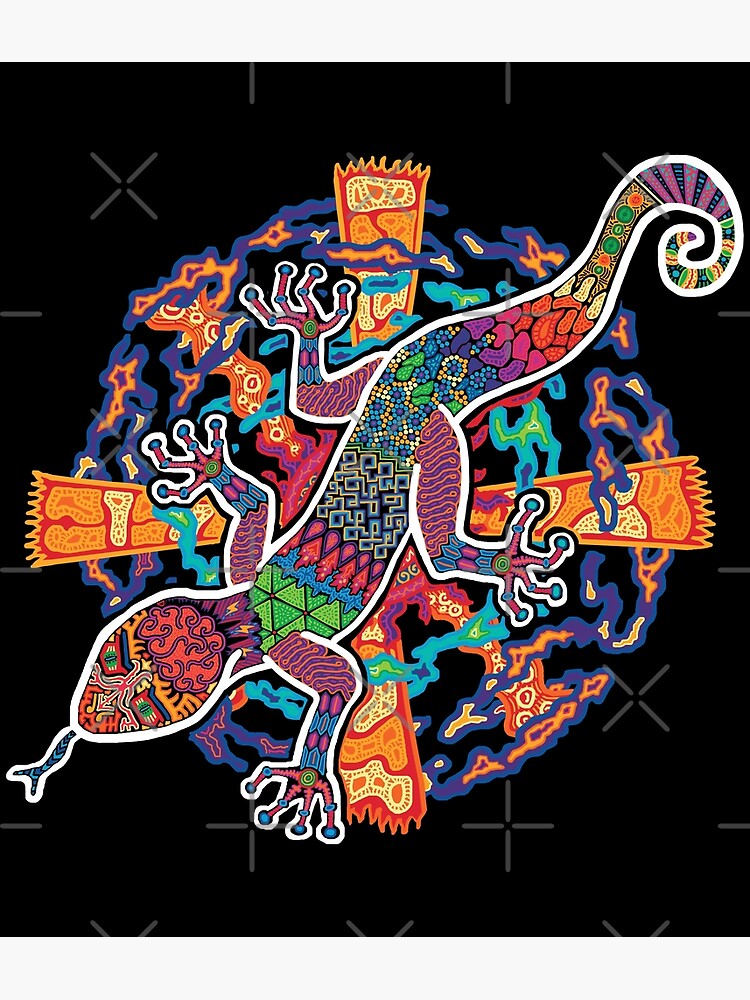 "PSYCHEDELIC TRIPPY HORROR VACUI ANIMAL NEWT LIZARD WITH SUN AND CLOUDS ...