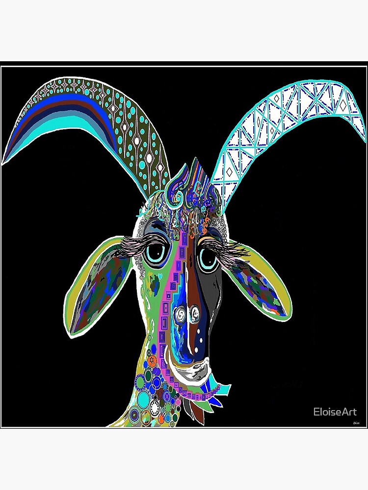 "CRAZY GOAT on Black Background" Throw Pillow by EloiseArt | Redbubble