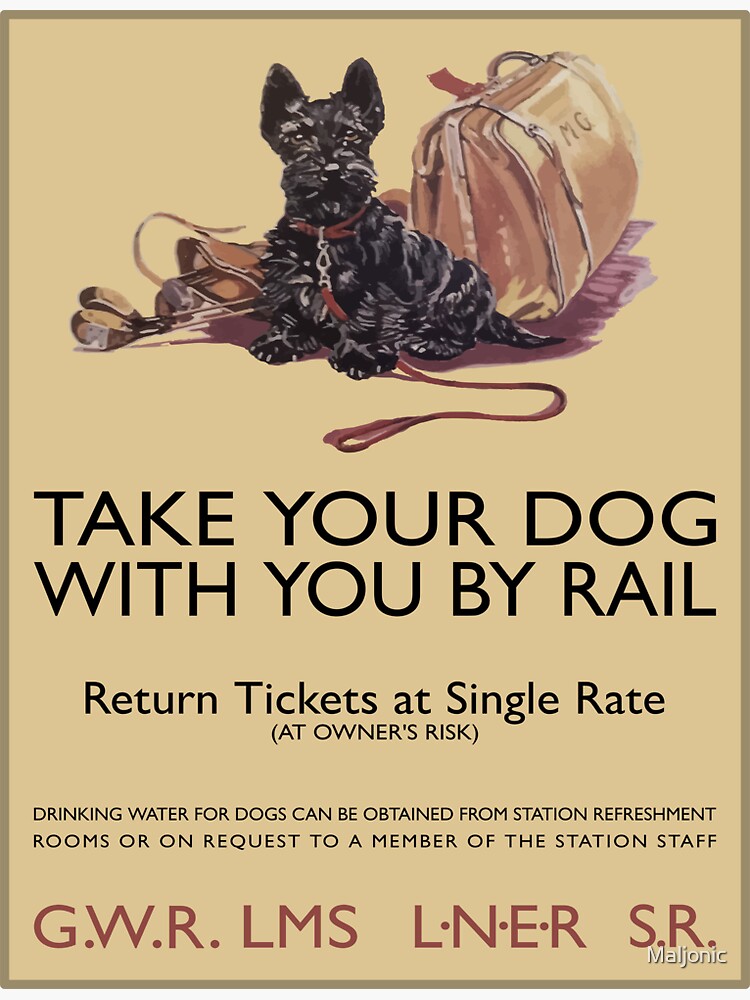 "Vintage Great Western Railway, LNER, SW, LMS Rail Dog Travel Poster ...