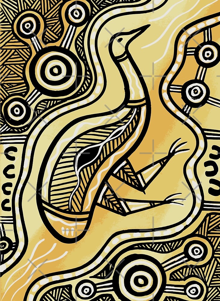 "Authentic Aboriginal Art - Emu" by HogarthArts | Redbubble