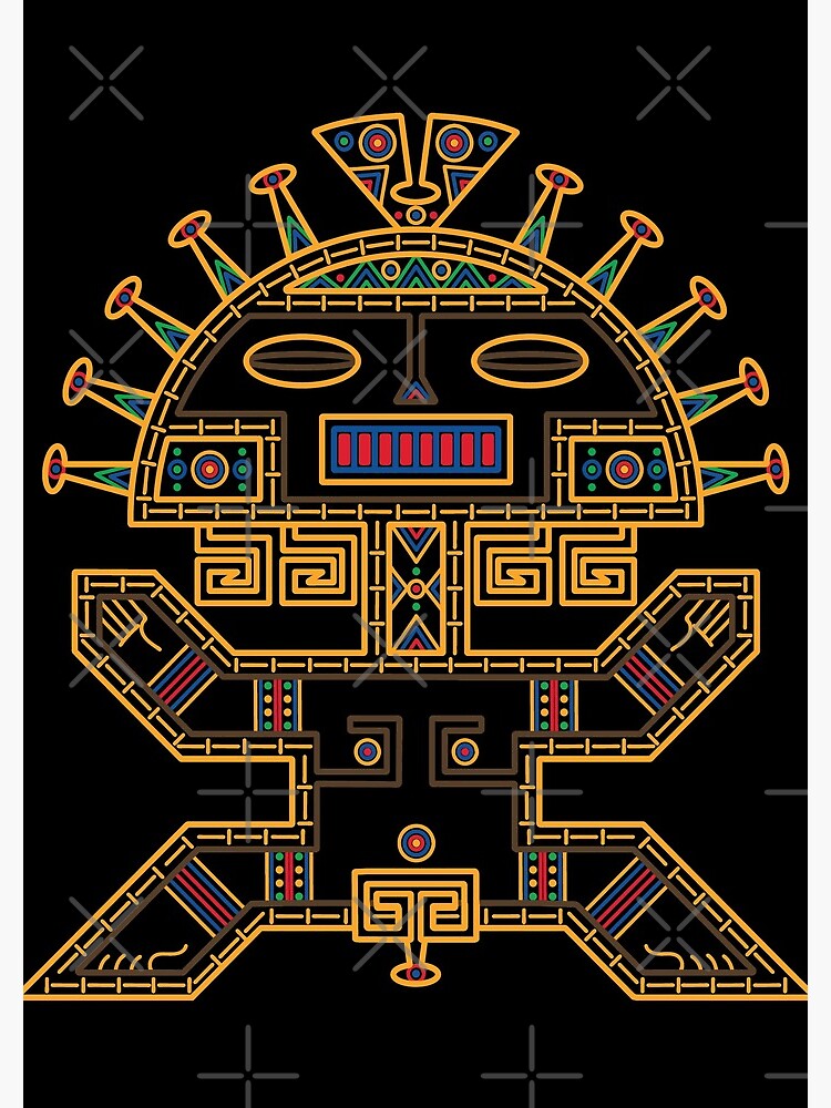 "MUISCA CHIBCHA COLOMBIA MAN MASK IDOL - linework" Spiral Notebook by ...