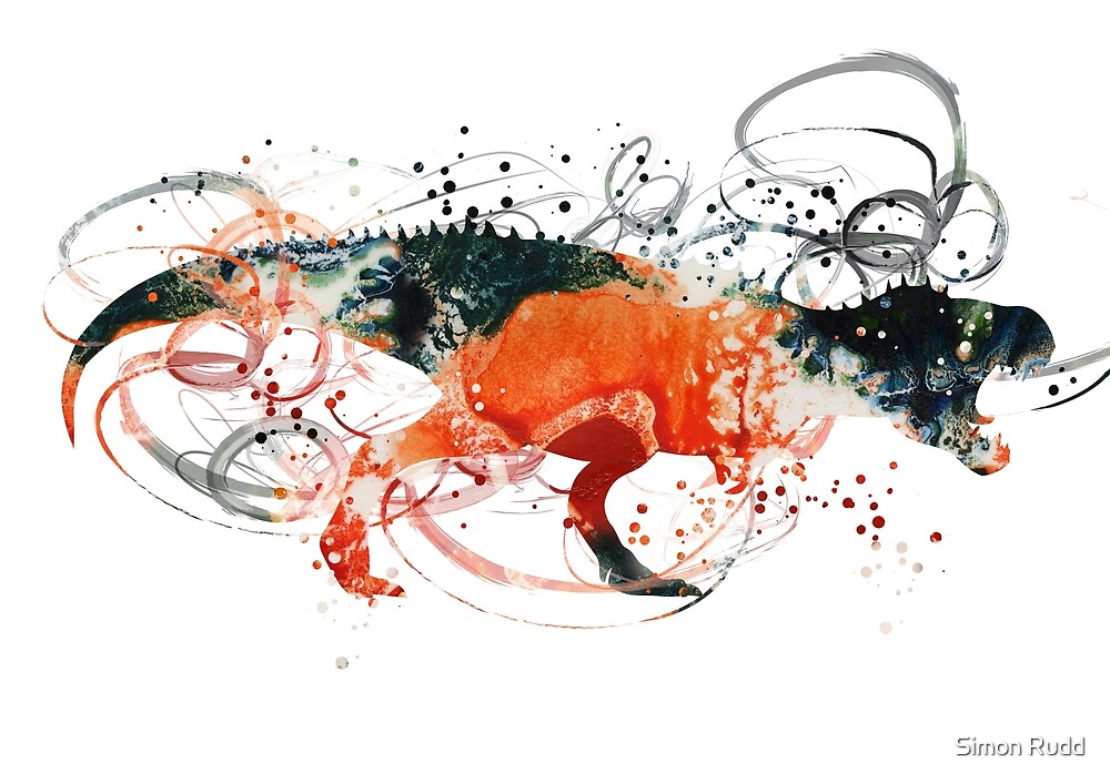"Tyrannosaurus Rex / Trex abstract painting" by Simon Rudd | Redbubble