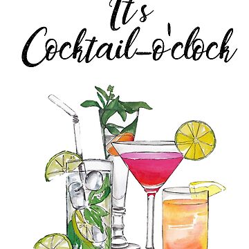 "Cocktail O Clock" Poster for Sale by pugpupprints | Redbubble