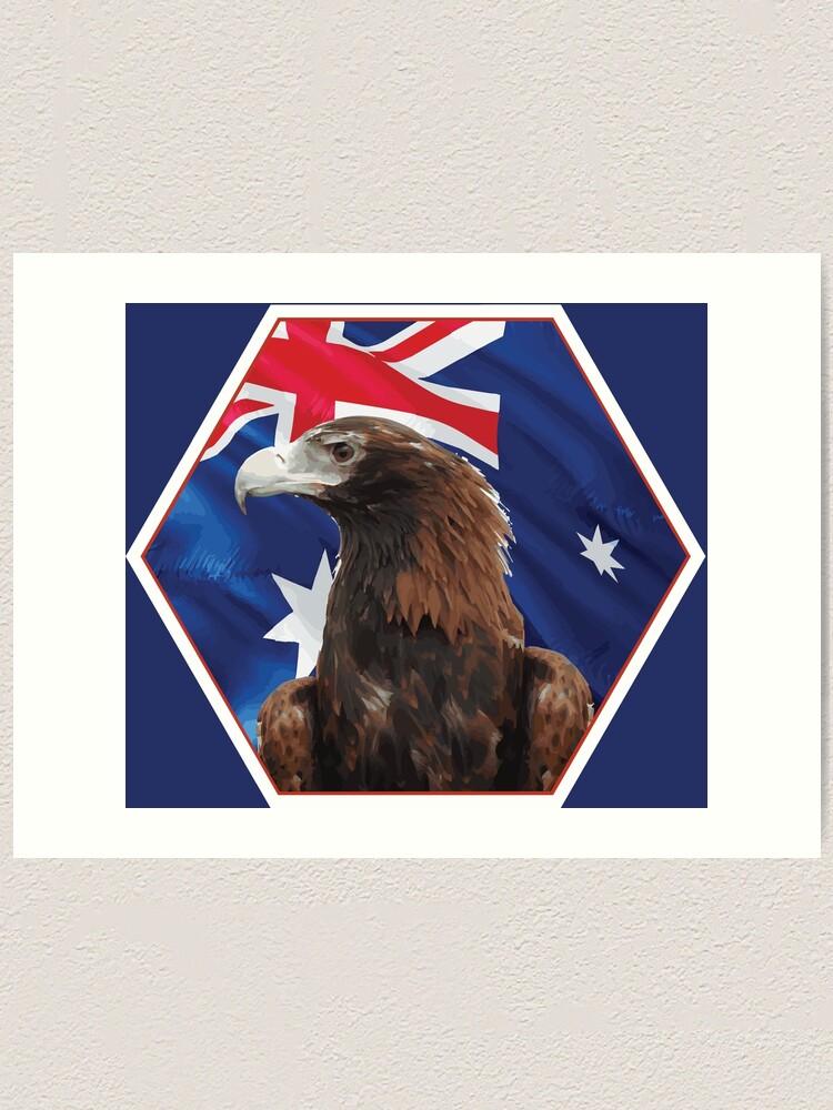 "Wedge-tailed eagle Australian Eagle Shield Flag" Art Print by ...