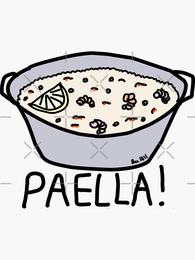 "PAELLA!" Sticker by BecHillComedian | Redbubble