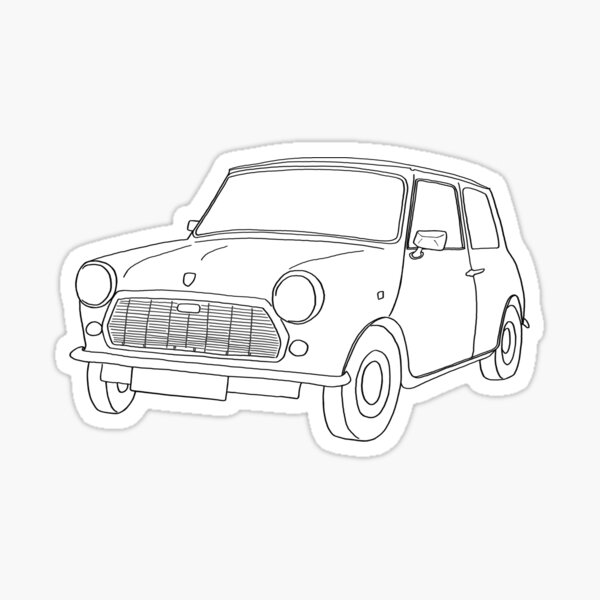 "Classic Mini drawing - black lines version for white / light-coloured ...
