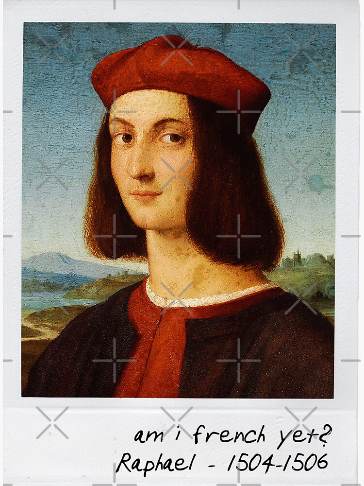 "raphael - french beret meme" Sticker for Sale by pripple | Redbubble