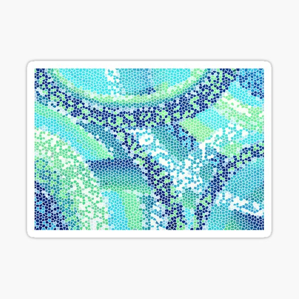 "Tiled Digitized Abstract Art in Blue Green and Turquoise " Sticker by ...