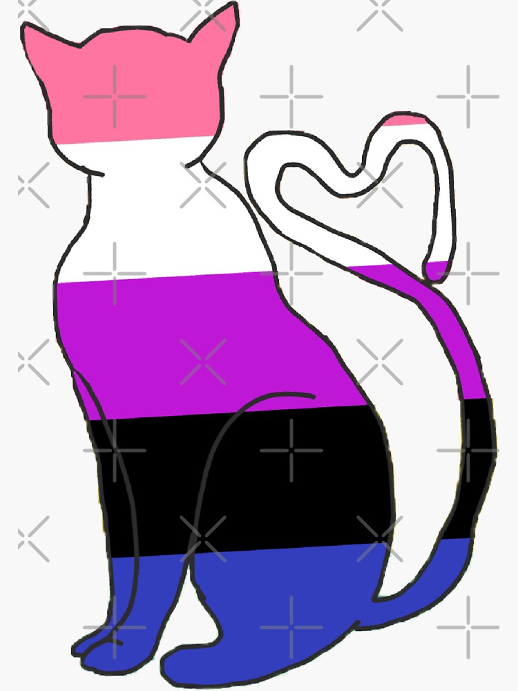 "Gender fluid cat" Sticker for Sale by Vincaphy | Redbubble
