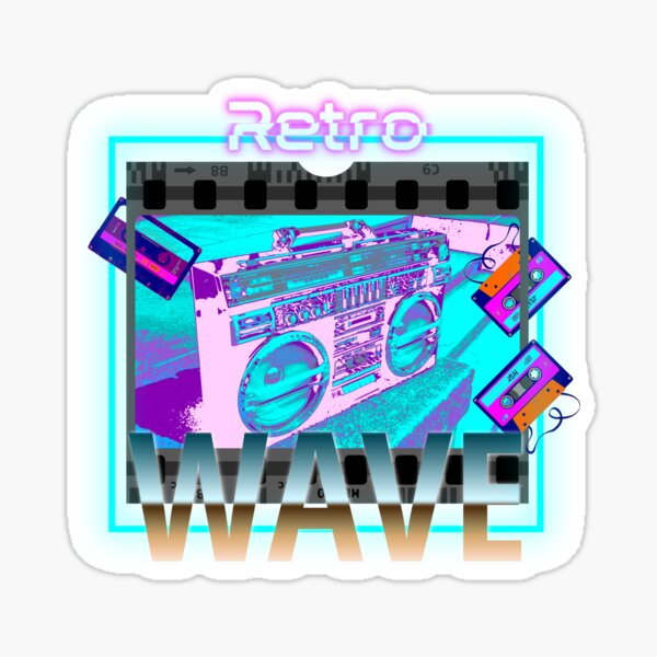 "Ghettoblaster - Boombox Retrowave" Sticker for Sale by DerNerd | Redbubble