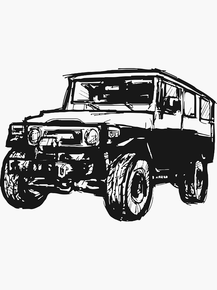 "FJ40 Troopy Drawing (BJ40)" Sticker for Sale by ChaseBig | Redbubble