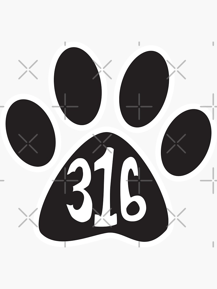 "Hand Drawn Kansas Paw 316 Area Code" Sticker by itsrturn | Redbubble