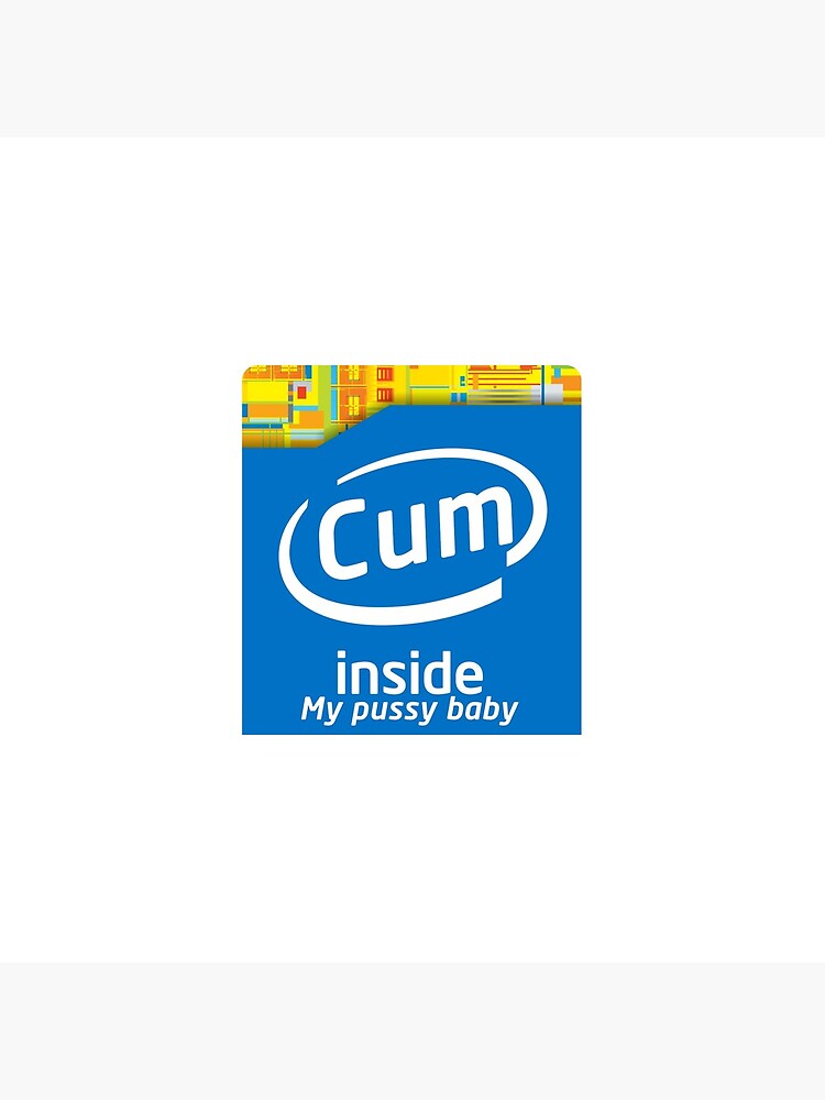"Cum Inside Funny Meme Parody Intel Logo" Throw Pillow for Sale by ...