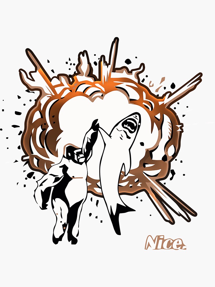 "Shark Gorilla Nice High Five" Sticker by TickledHaze | Redbubble