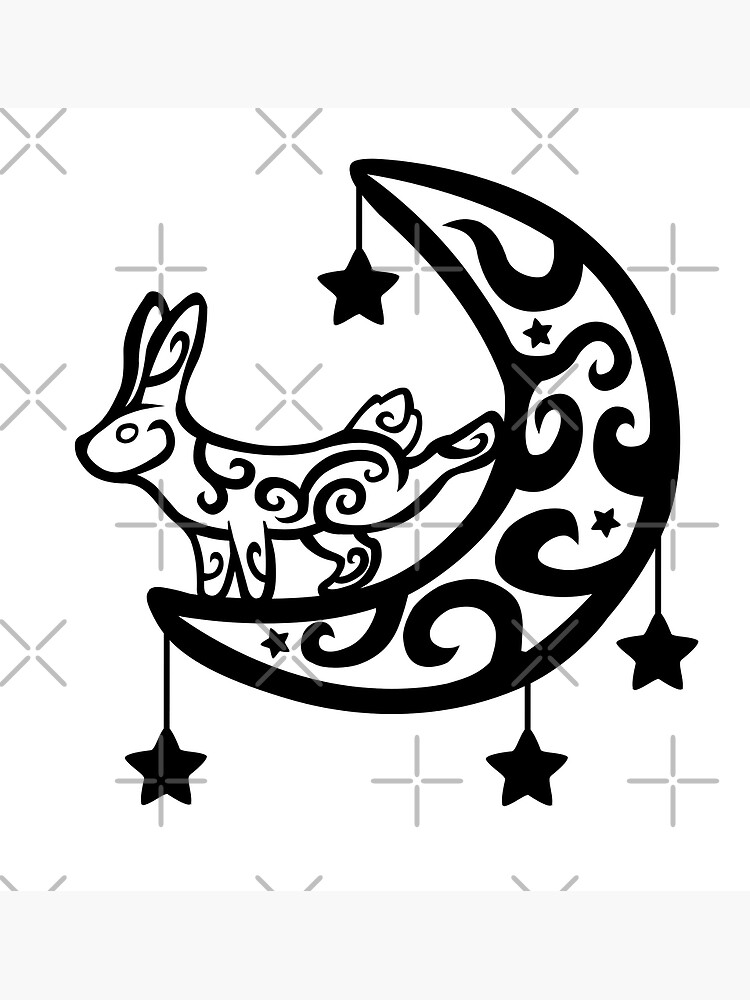"Moon Bunny Tribal Tattoo" Art Print for Sale by BiscuitSnack | Redbubble