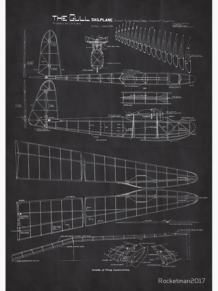 "Blueprints of Glider Model from the 1930's - Engineers drawings ...