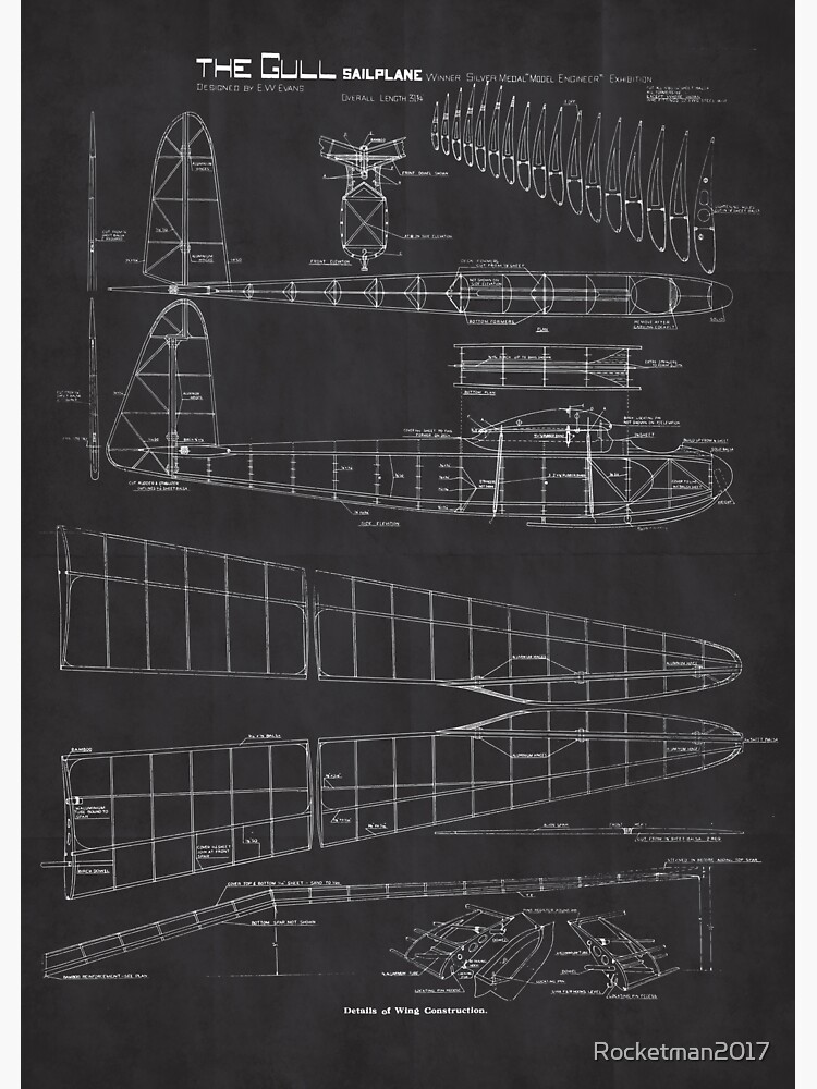 "Blueprints of Glider Model from the 1930's - Engineers drawings ...