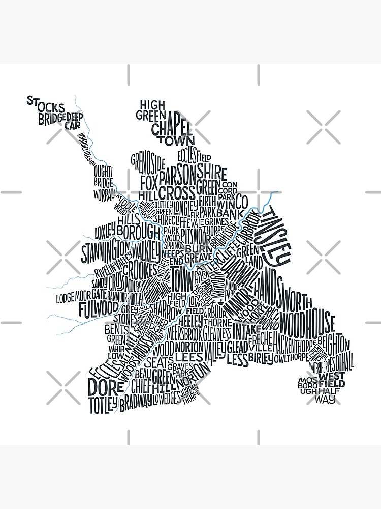 "Sheffield suburb word map - CARDS, PRINTS, POSTERS. Black text." Art ...
