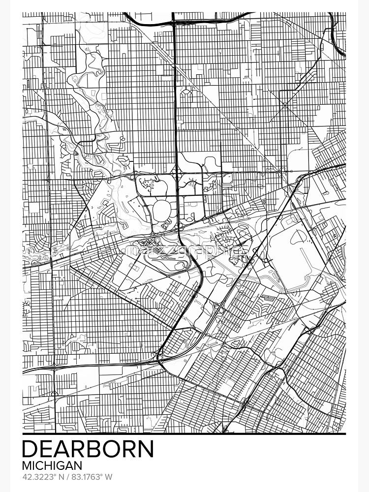 Póster «Dearborn map poster print arte de pared, regalo de Michigan ...