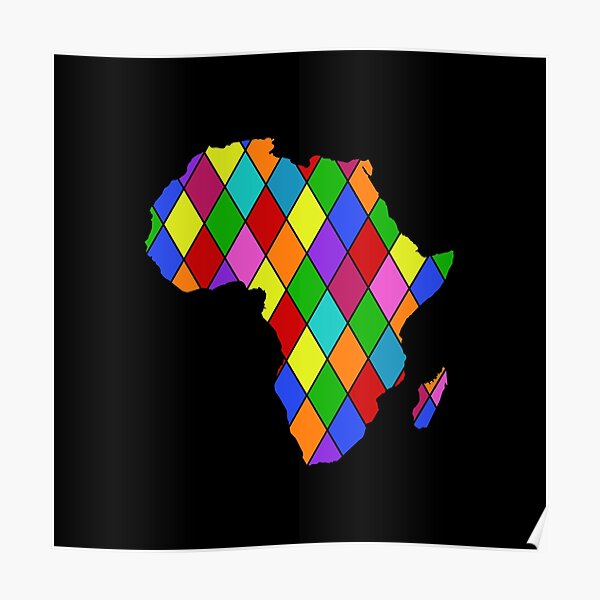 "African Diamonds Colourful Continent Outline design" Poster for Sale ...