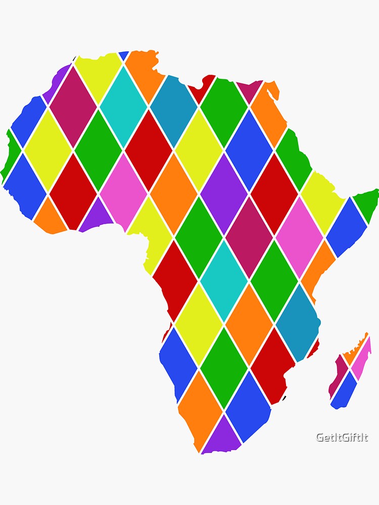 "African Diamonds Colourful Continent Outline design" Sticker for Sale ...