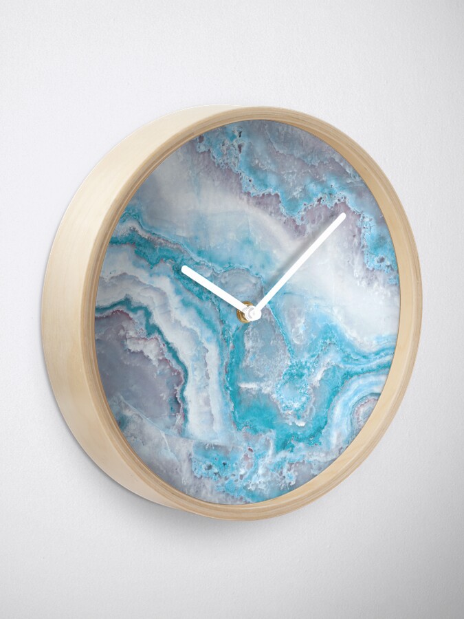 "Luxury Mermaid Blue Faux Agate Marble Geode Gem" Clock for Sale by ...