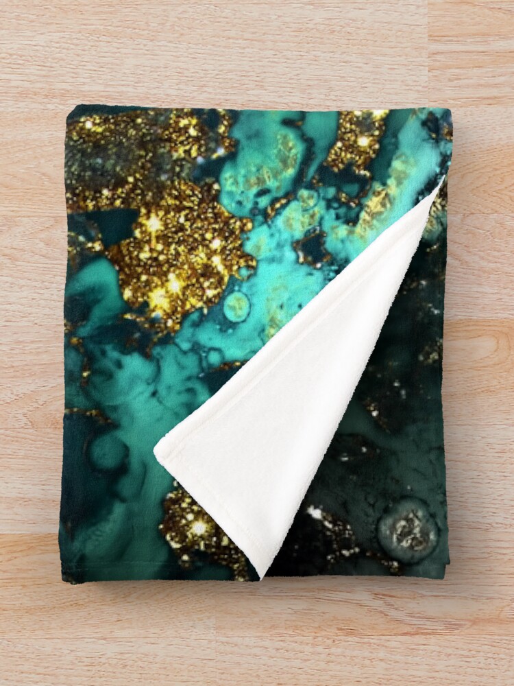 "Gold Indigo Faux Malachite Marble" Throw Blanket for Sale by MysticMarble | Redbubble