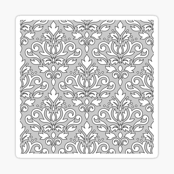 "Scroll Damask Outline Pattern Black White Gray" Sticker by ...