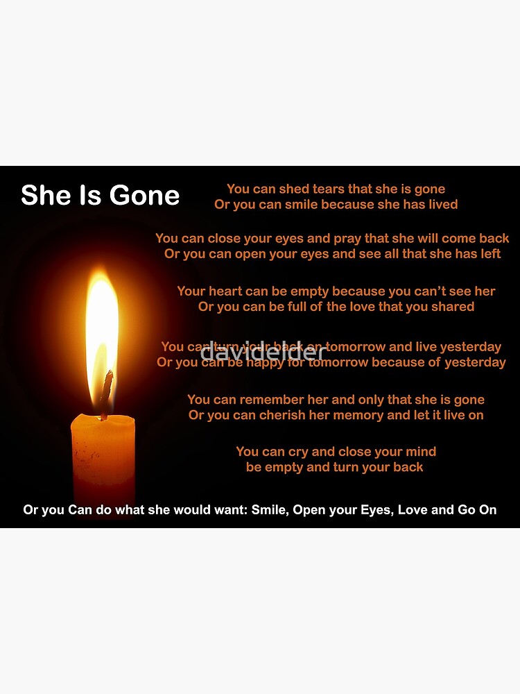 "She is Gone - Funeral Poem for Her" Canvas Print for Sale by ...