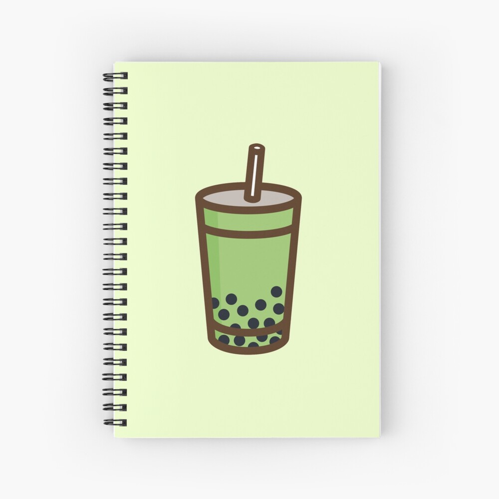 "Kawaii Matcha Bubble Tea" Spiral Notebook for Sale by hmarshmello ...