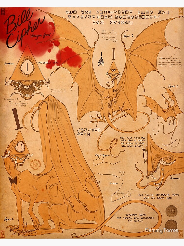 "Bill Cipher Dragon - Journal Page" Art Print by SammyTorres | Redbubble