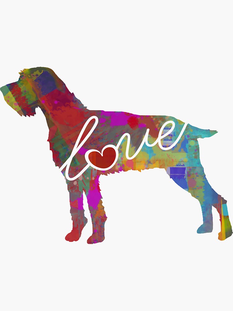 "German Wirehaired Pointer Love - A Bright and Colorful Watercolor ...